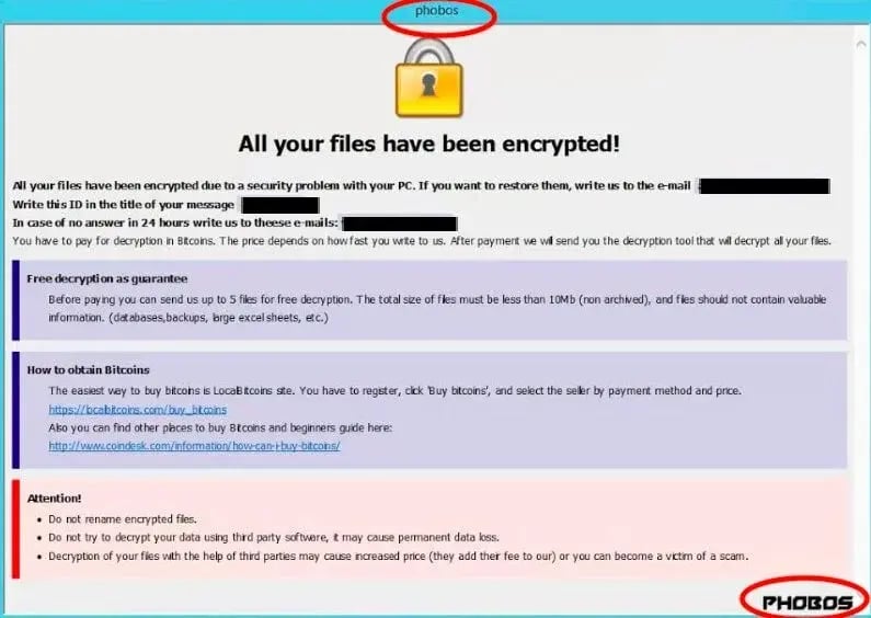 Nuevo Descifrador Gratis para el Ransomware Phobos y 8base